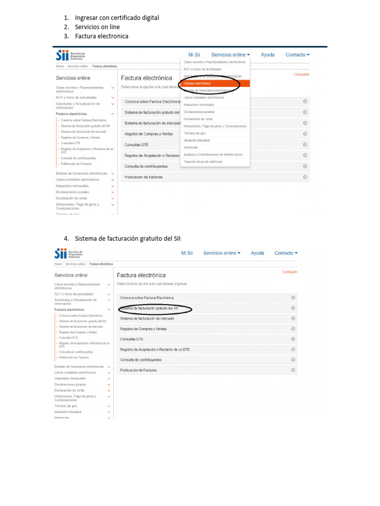 Facturación Electrónica y Servicios SII | PDF | Derecho