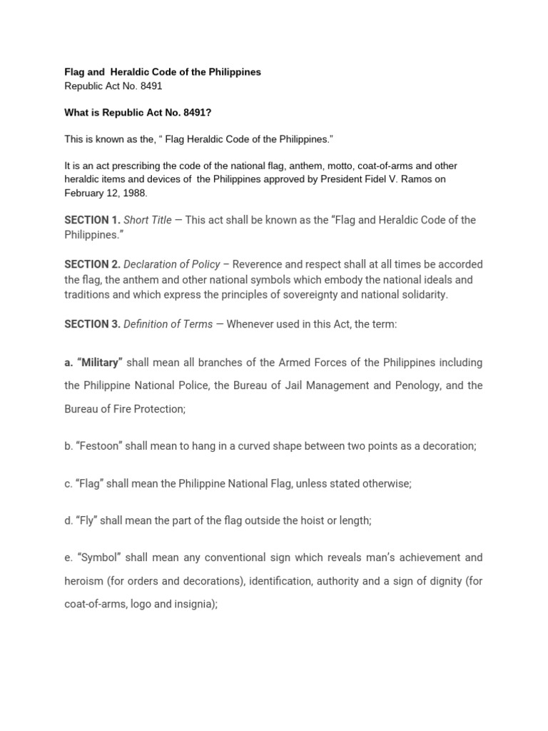 Flag Heraldic Code of The Philippines | PDF
