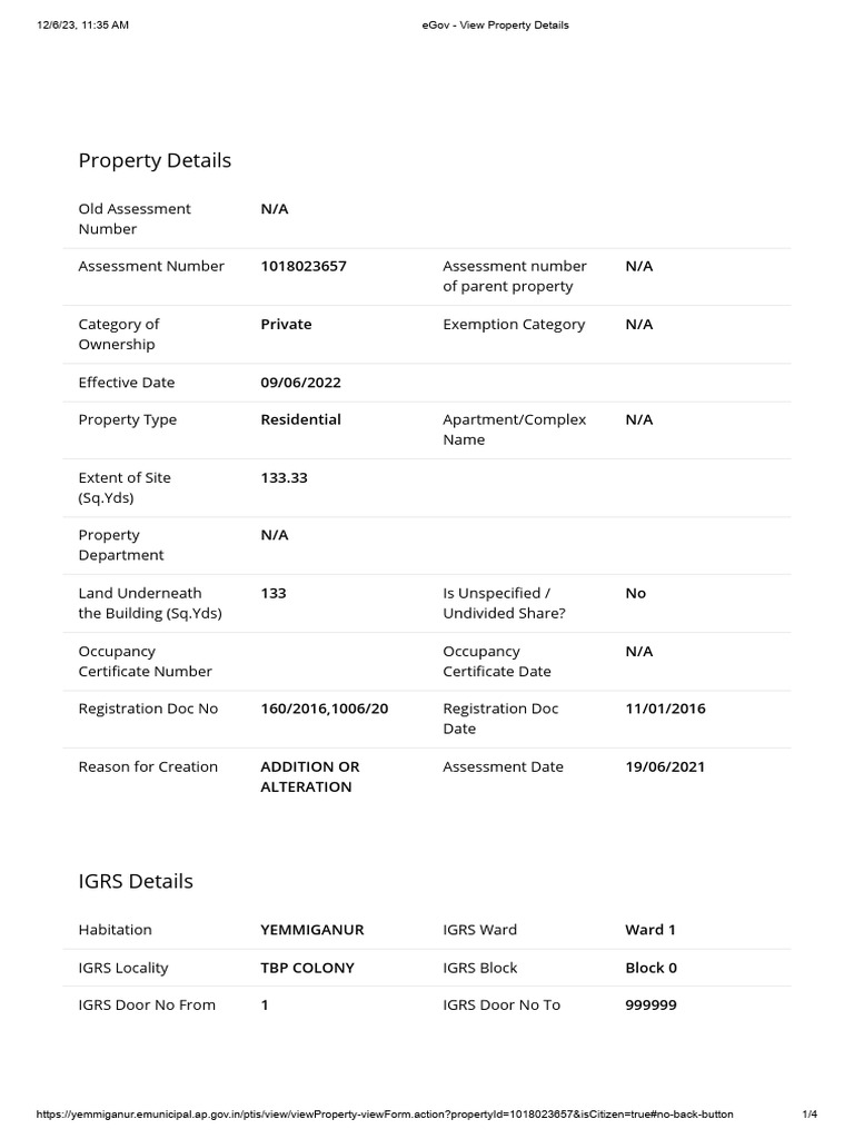 Egov - View Property Details | PDF