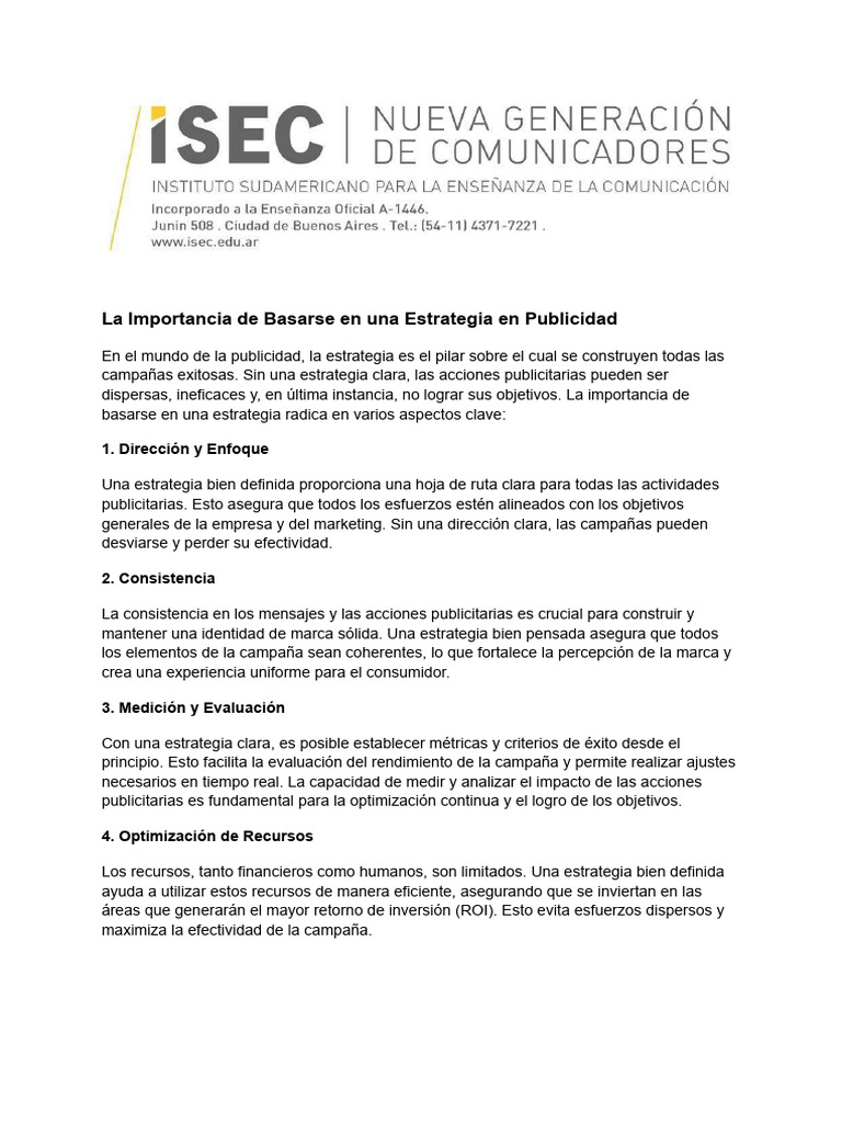 La Importancia de Basarse en Una Estrategia en Publicidad - DA ...