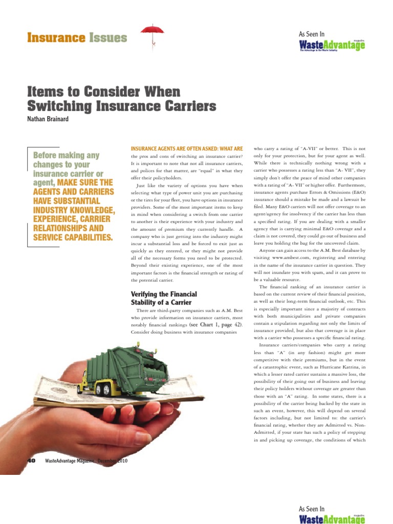 Items To Consider When Switching Insurance Carriers | PDF | Insurance ...