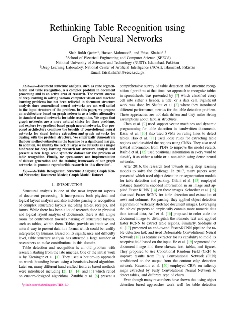 Rethinking Table Recognition Using Graph Neural Networks: Ntroduction | PDF