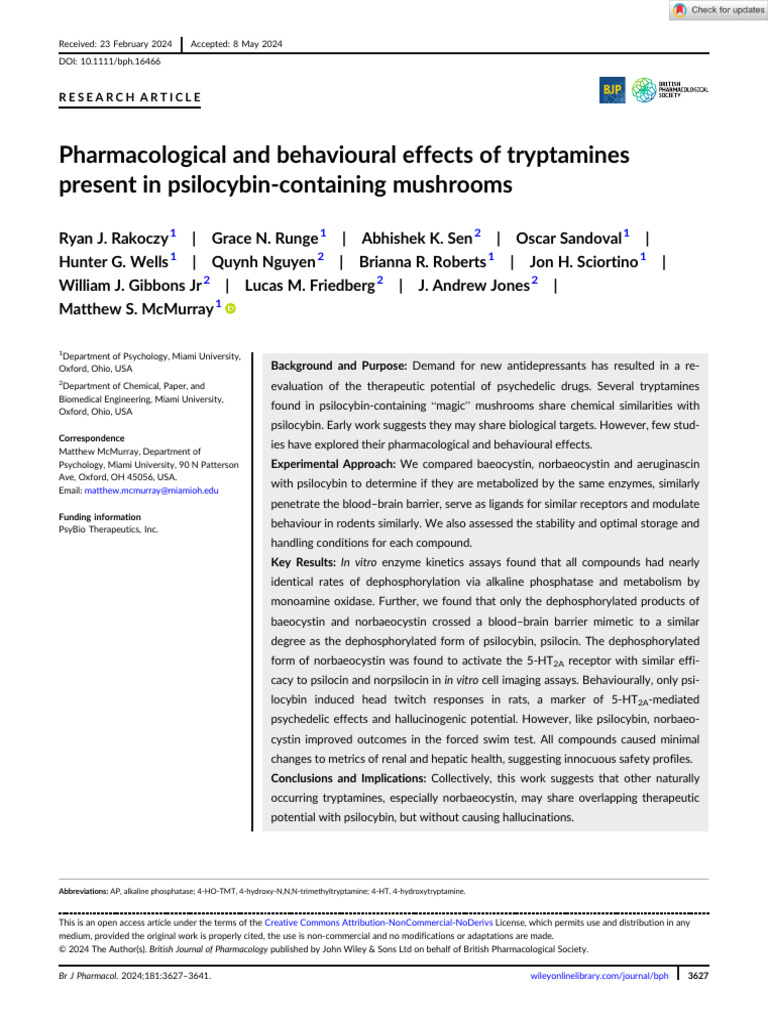 British J Pharmacology - 2024 - Rakoczy - Pharmacological and ...