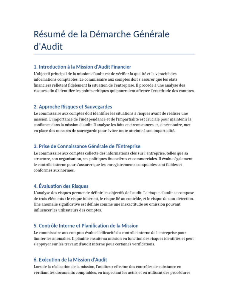 Resume Demarche Audit | PDF