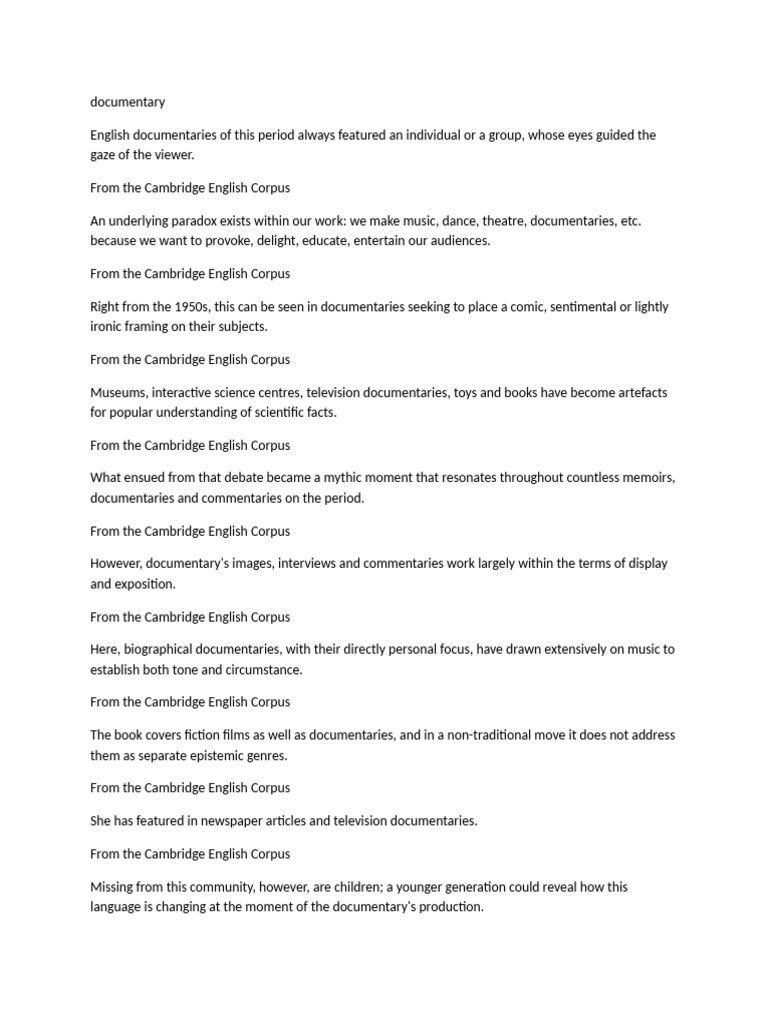 Document For Documentaries | PDF | Documentary Film | University Of ...