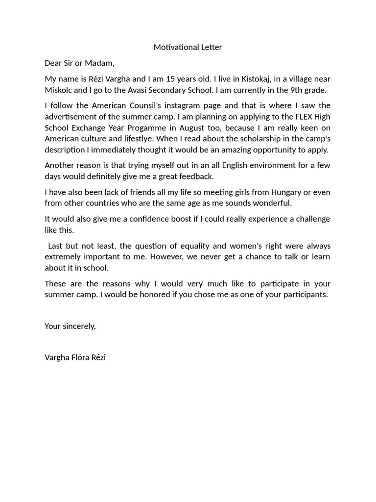 Motivational Letter | PDF