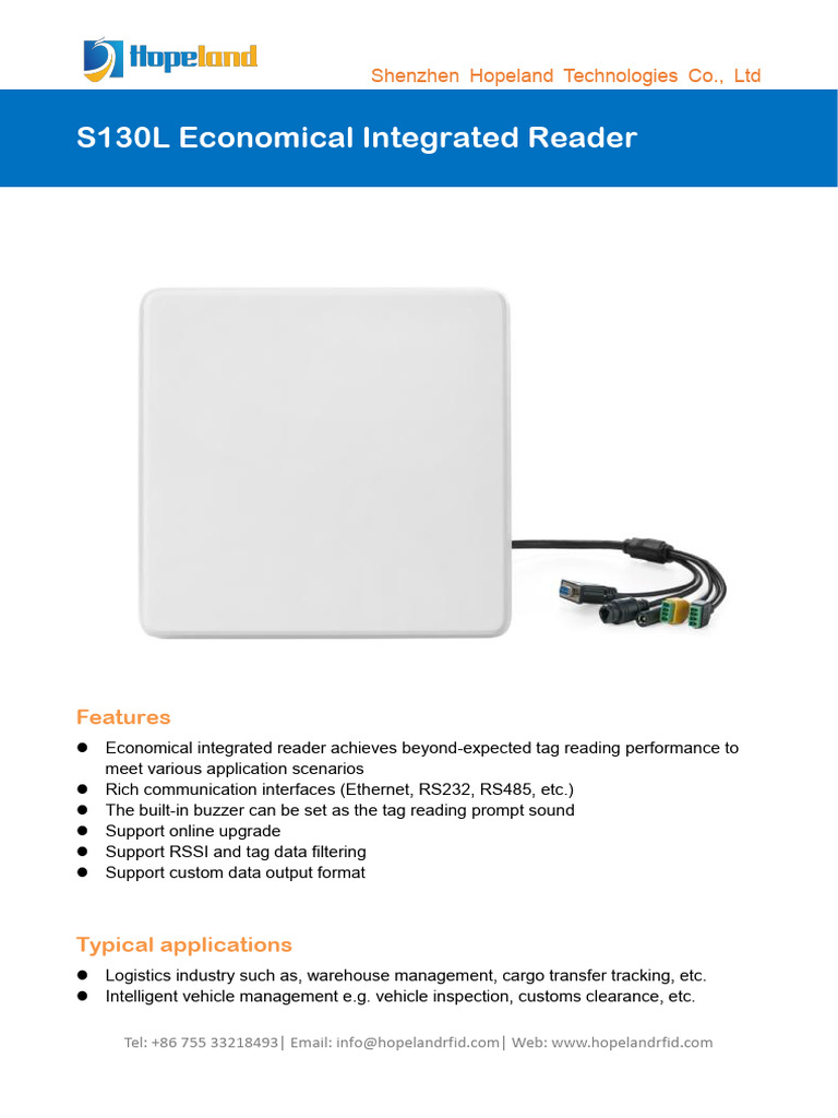 Economical RFID Reader S130L Features | PDF | Radio Frequency ...