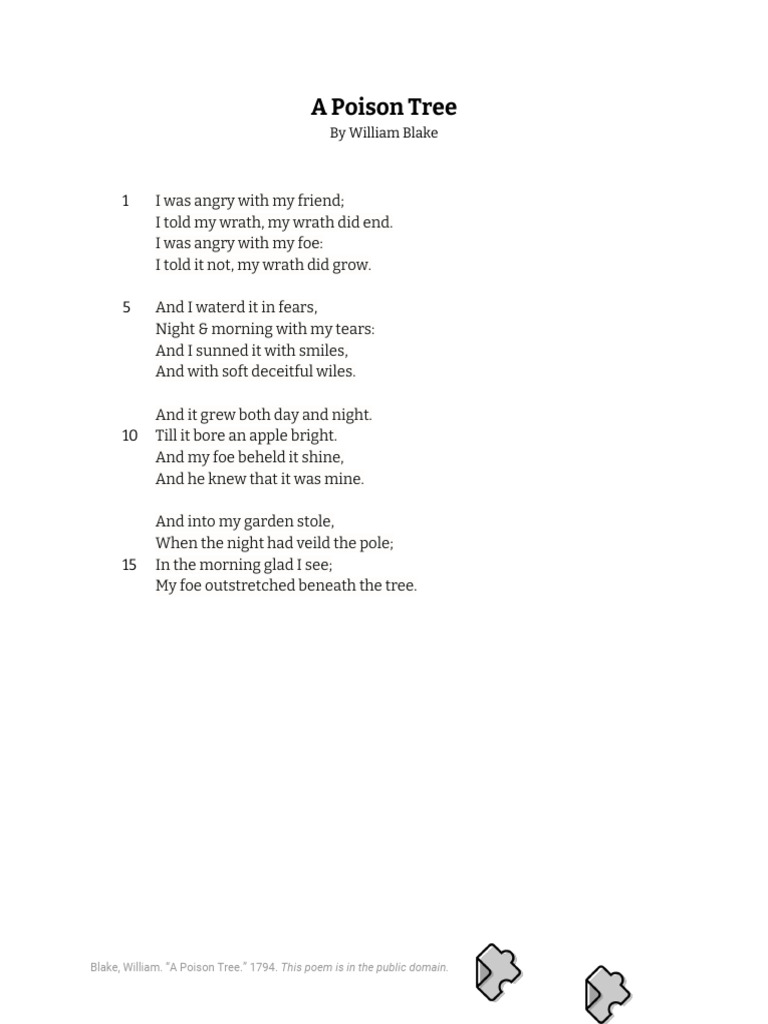 A Poison Tree by William Blake | PDF