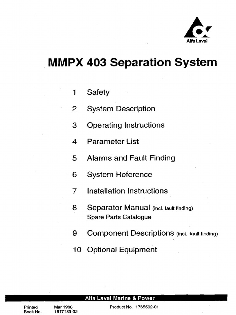 MMPX 403 Separator Manual | PDF