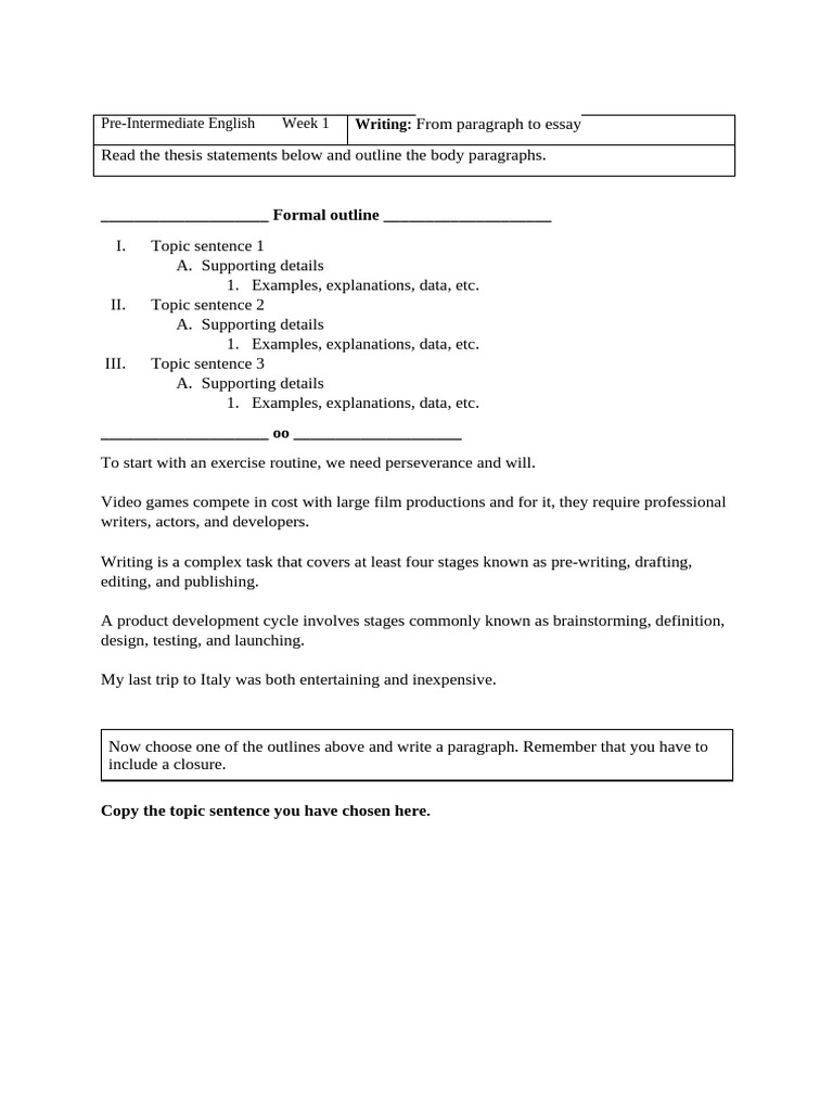 Pre-Intermediate English Writing Guide | PDF