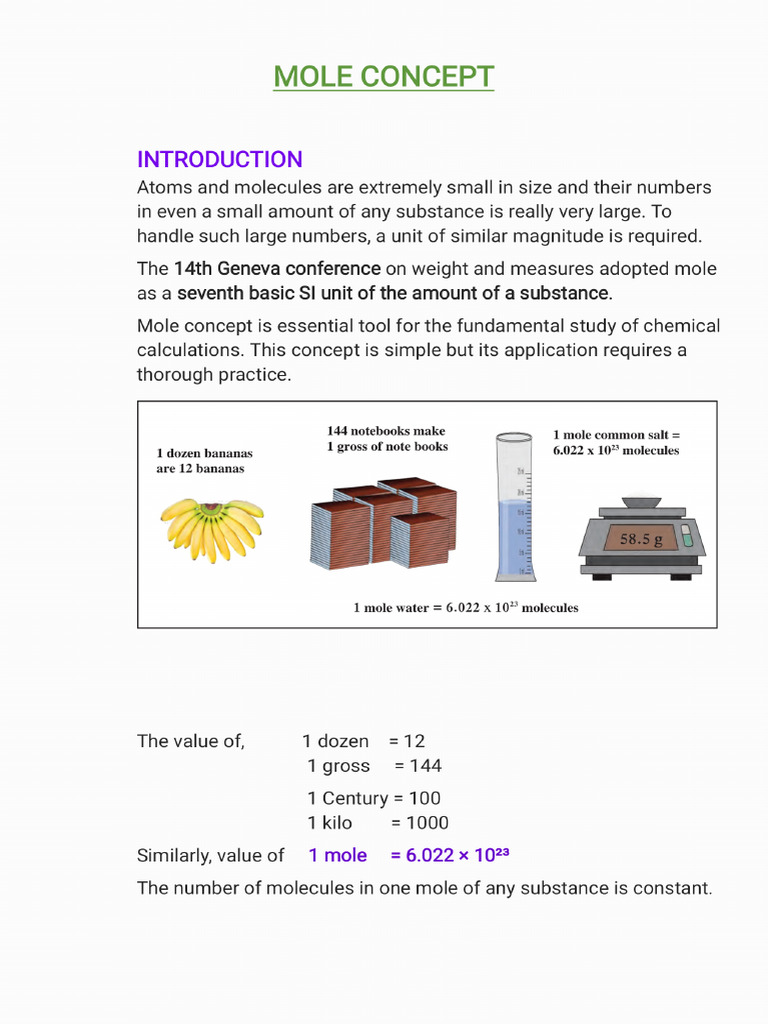 Mole Concept - 1 | PDF