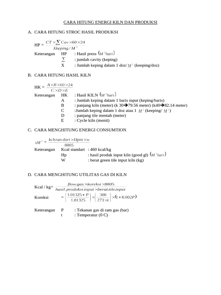 Cara Hitung Energi Kiln Dan Produksi | PDF