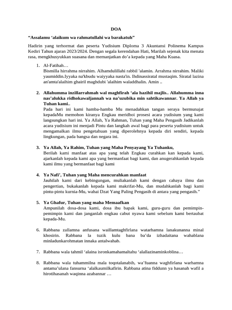 Doa Yudisium | PDF