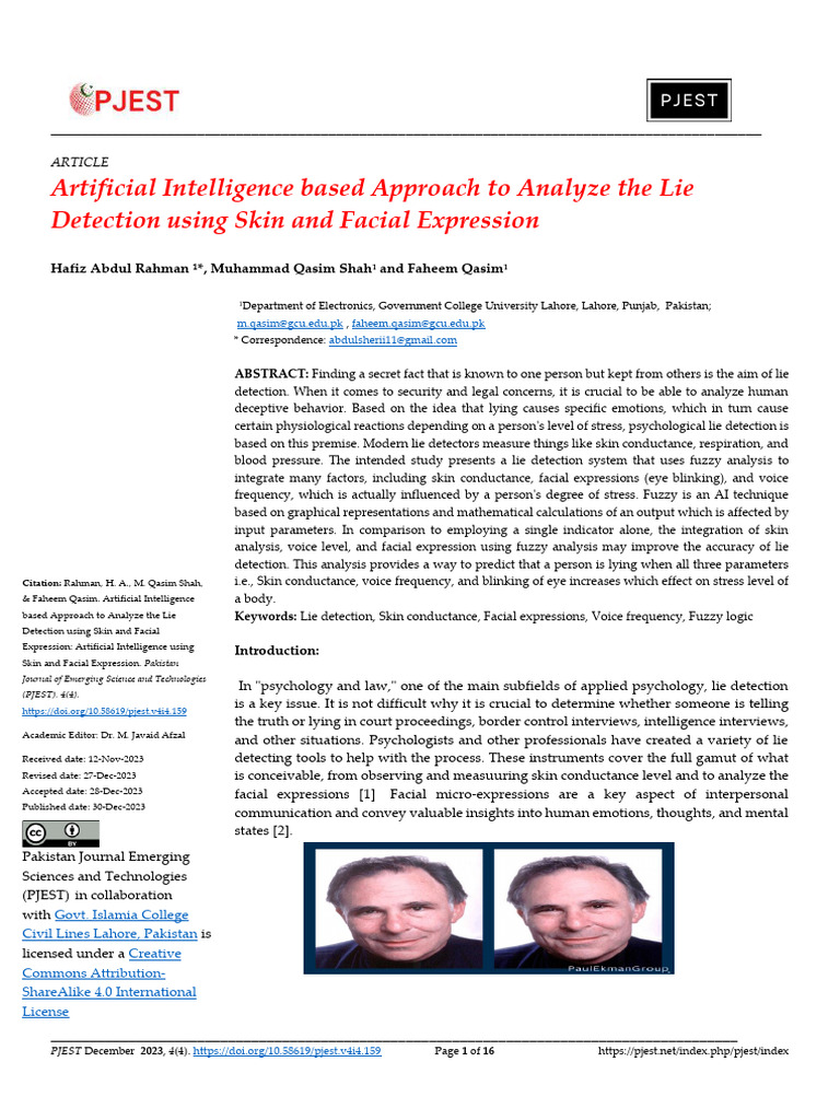 Artificial Intelligence Based Approach To Analyze | PDF | Polygraph | Fuzzy Logic