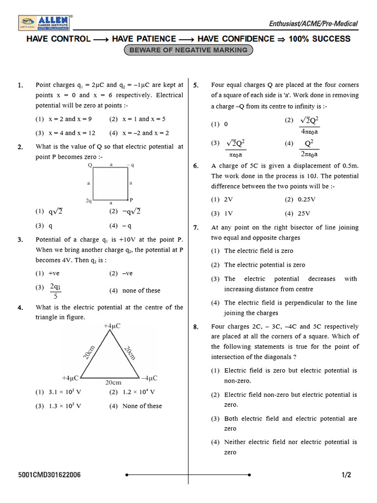 DPP 13 Electrostatics | PDF