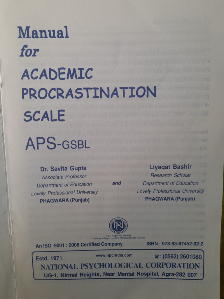 Academic Procrastination Scale 25-Jul-2023 12-58-50 | PDF