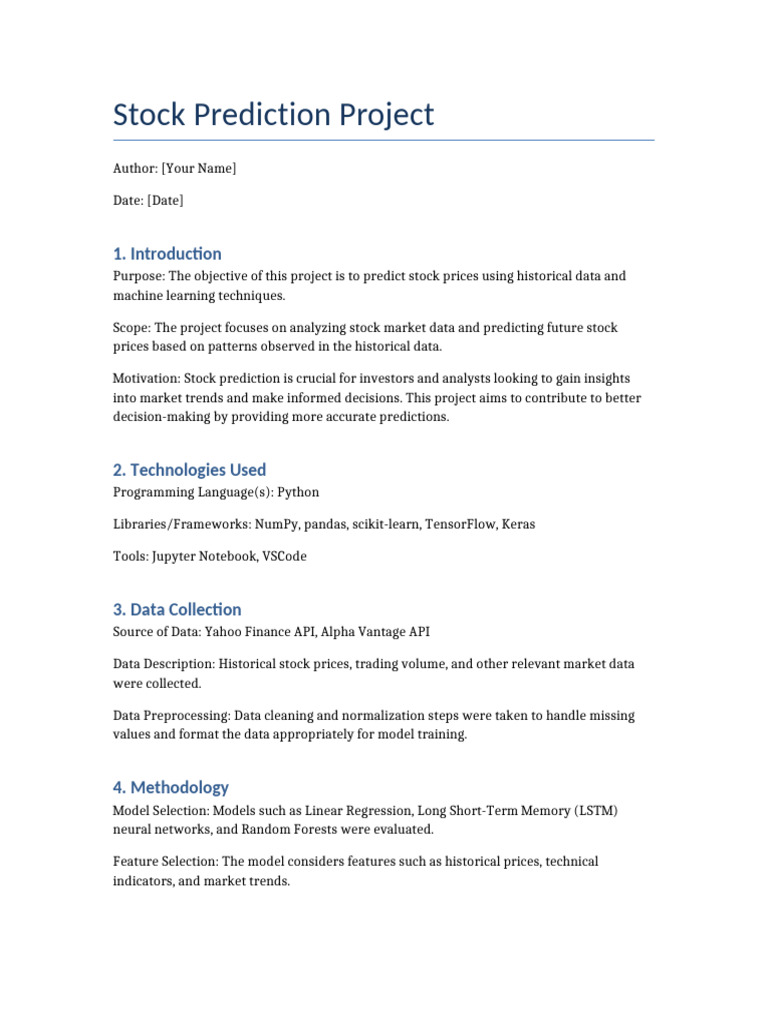 Stock Prediction Project Documentation | PDF | Cross Validation ...