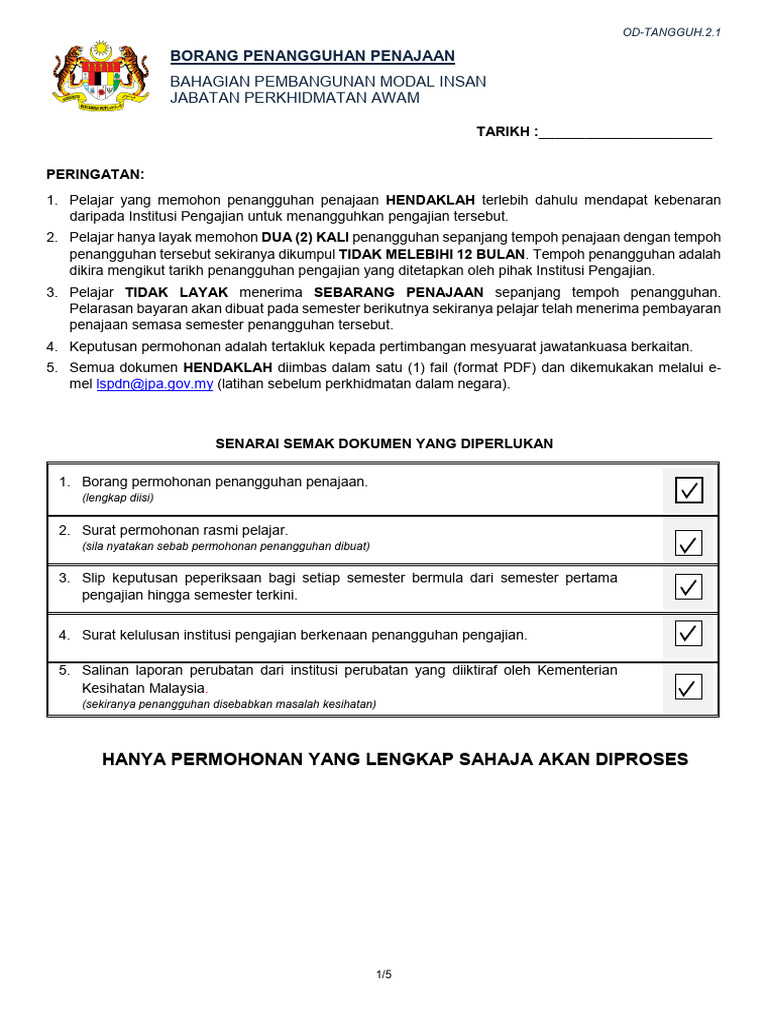 Borang Permohonan Penangguhan Penajaan | PDF