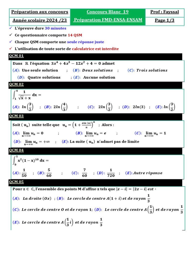 Concours Blancs 19 - Avec Correction-F | PDF