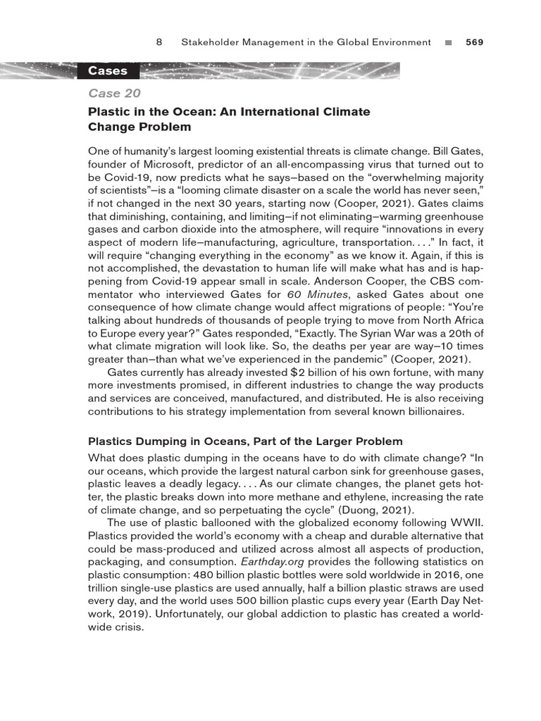 JosephWWeiss - 2022 - 20 PlasticIn The Ocean An - Business Ethics | PDF