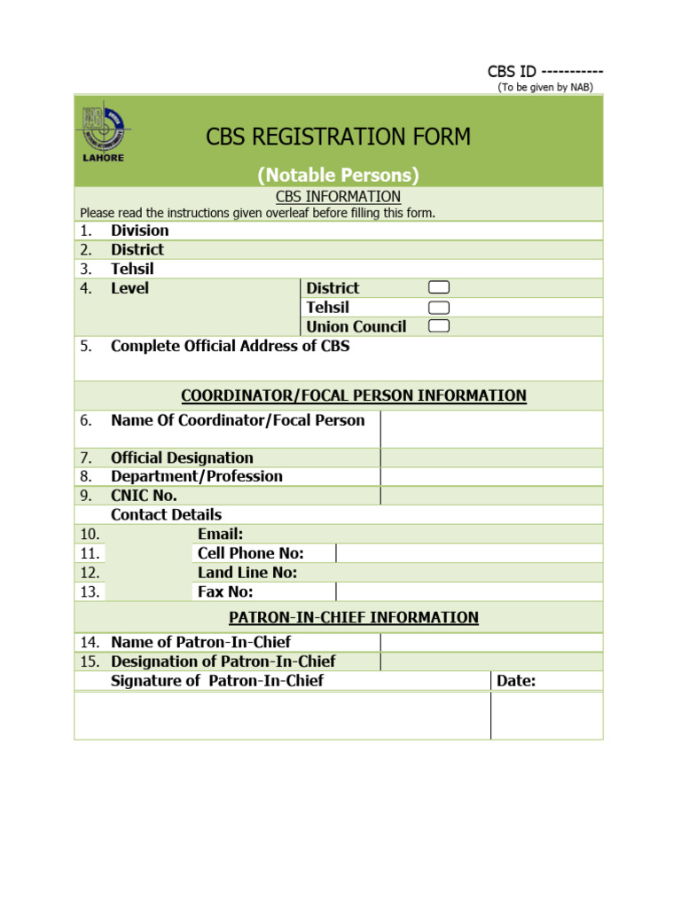 Cbs Form (Notable) | PDF