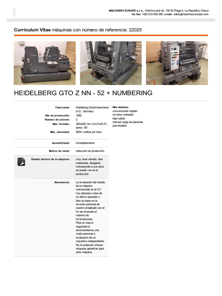 2024-09-11 22025 Heidelberg Gto Z NN - 52 Numbering | PDF