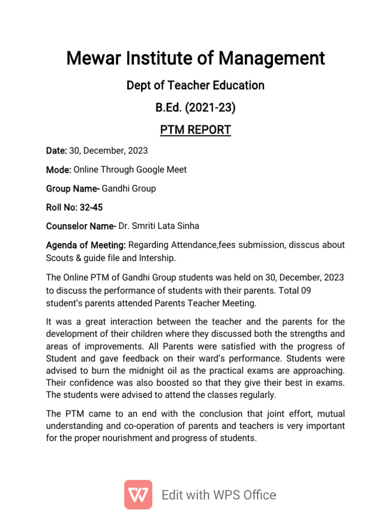 PTM 30 August 2023 | PDF