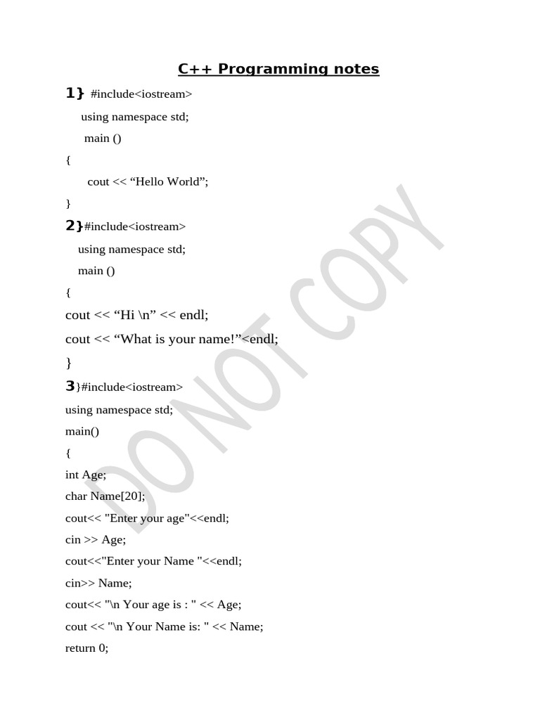 CPP Important Notes | PDF