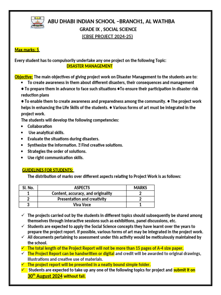 Grade 9 Cbse Project 2024-25 | PDF