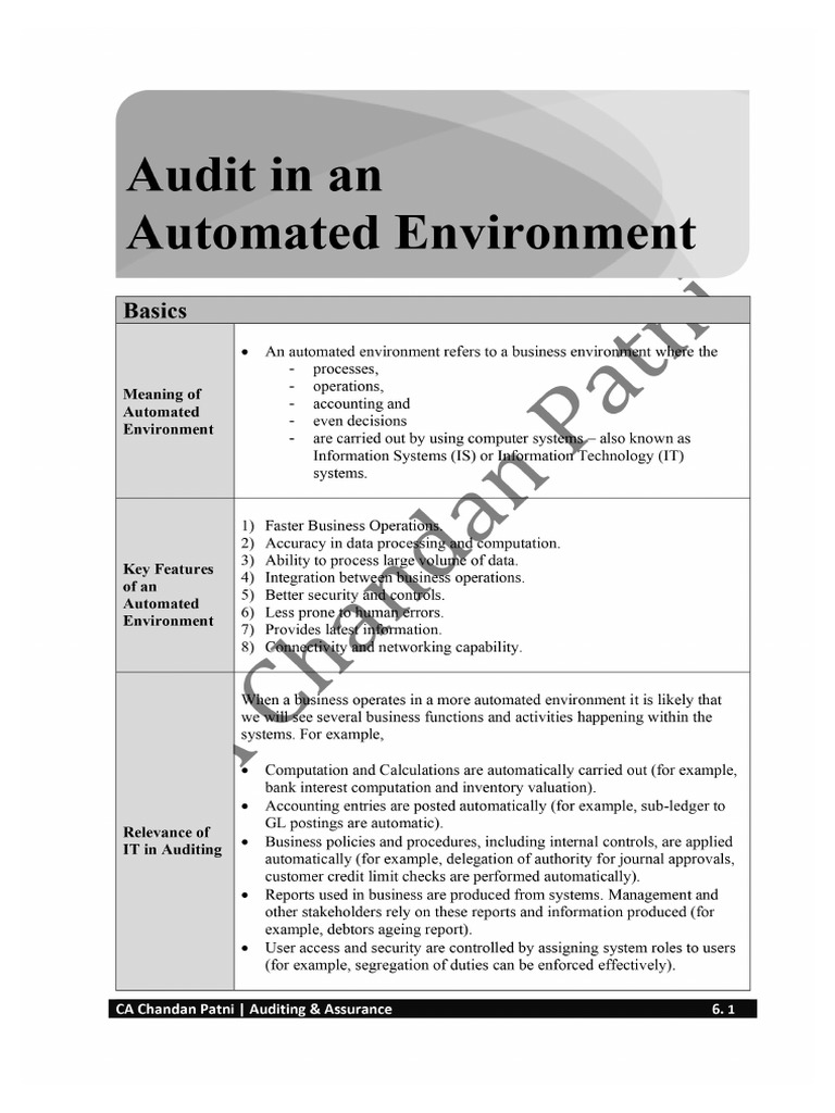 Automated Environment - CA Chandan Patni | PDF