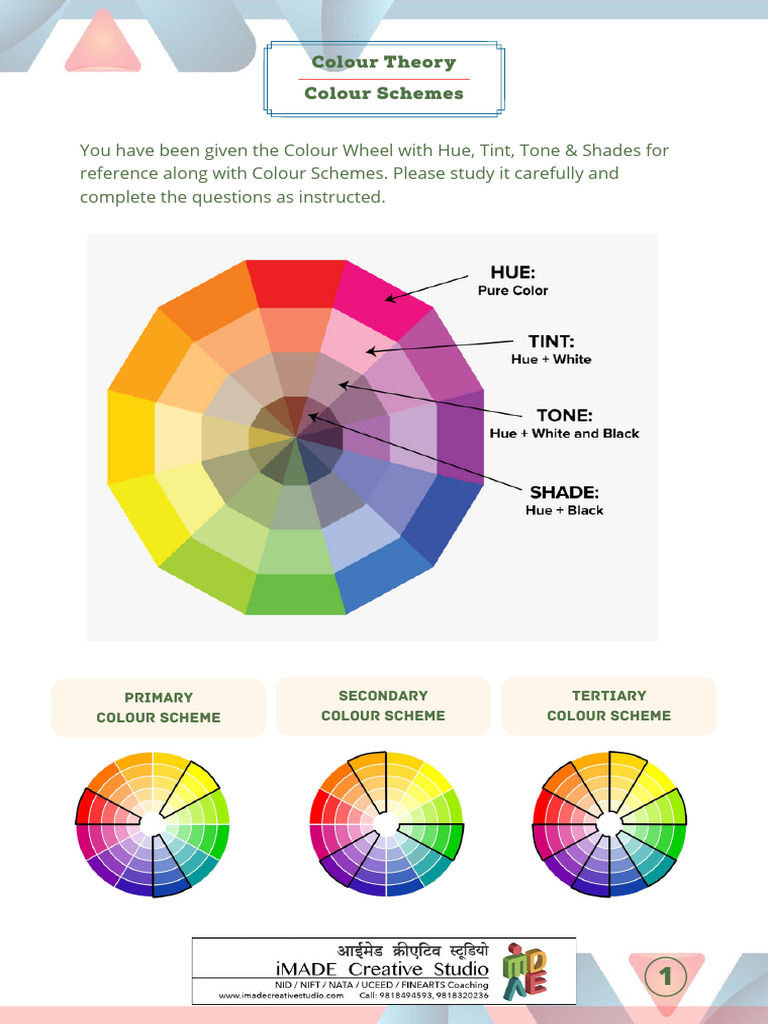 Colour Schemes Worksheet iMADE | PDF