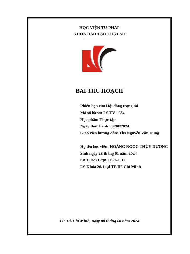 Bài Thu Hoạch LS - TV - 034 | PDF