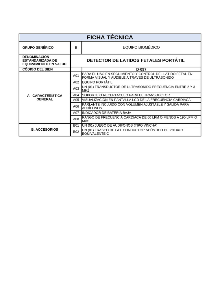 D-097 Detector de Latidos Fetales Portatil | PDF