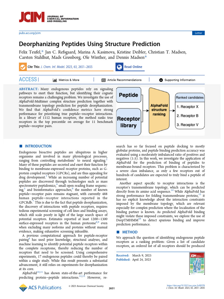 Teufel Et Al 2023 Deorphanizing Peptides Using Structure Prediction | PDF