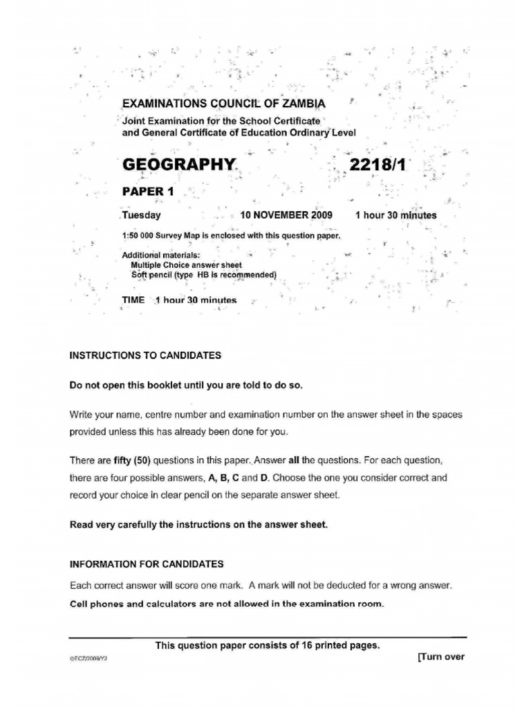 g12 Geography p1 2009 | PDF