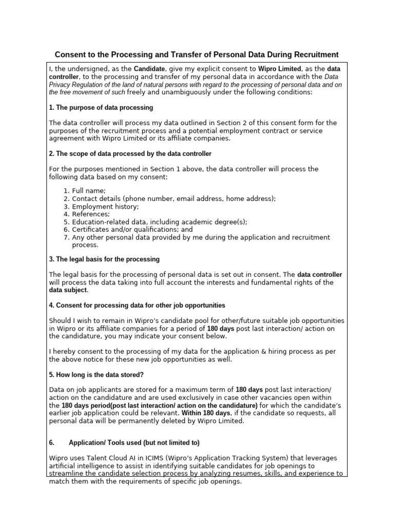 Candidate Consent Form Non EU | PDF
