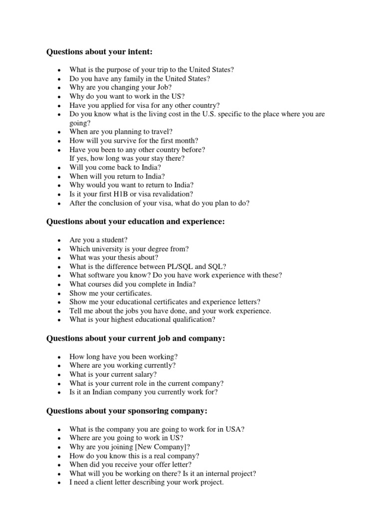 H1B Visa Interview Questions | H 1 B Visa | Employment