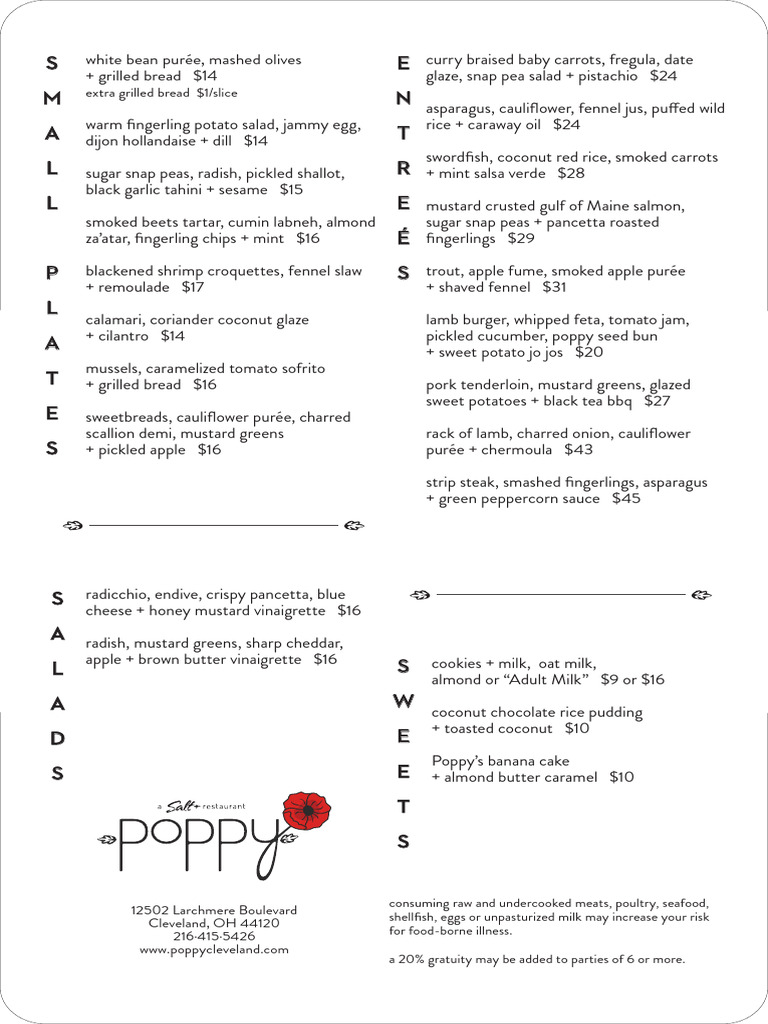 Poppy Menu 4 | PDF