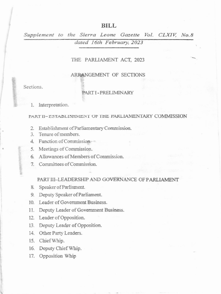 The Parliament Act, 2023 | PDF