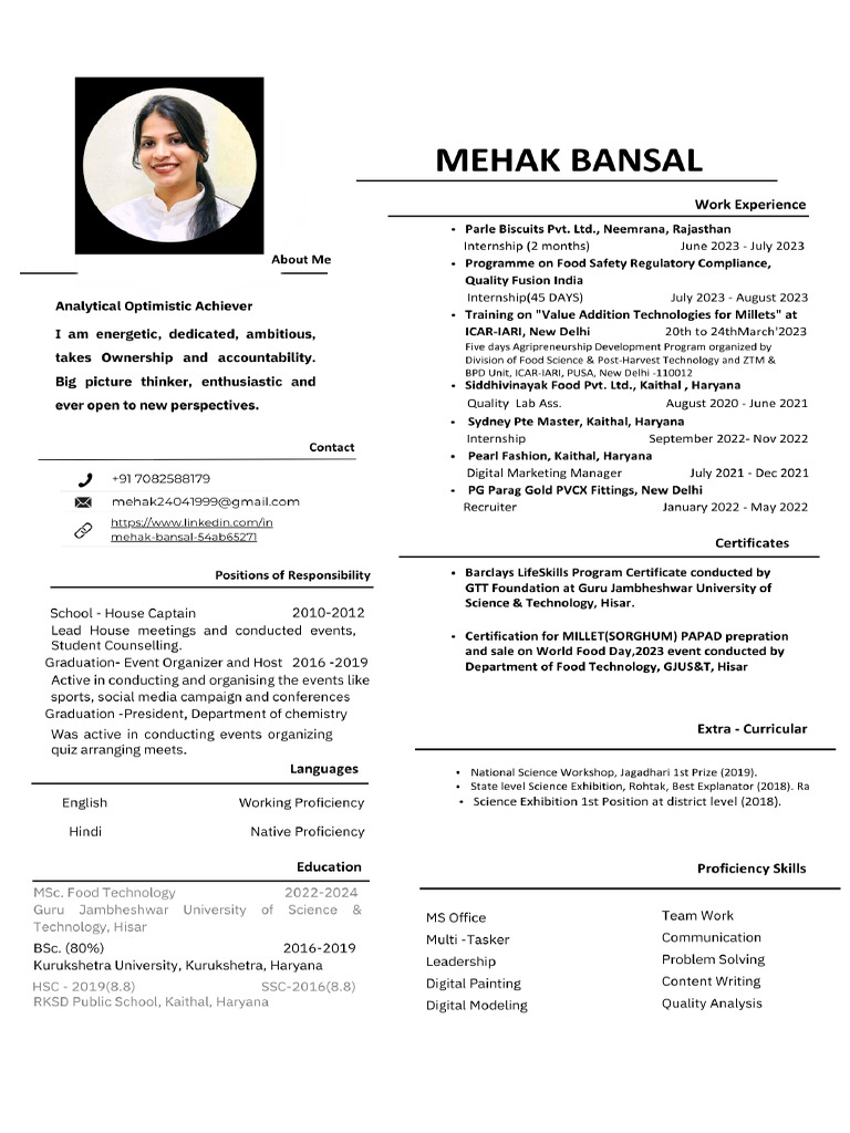 Mehak Resume 2 | PDF