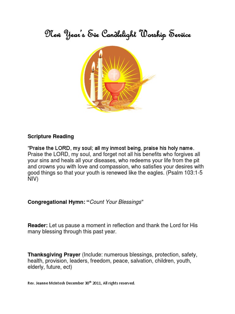 New Year's Eve Candlelight Service | PDF | Eucharist | Jesus