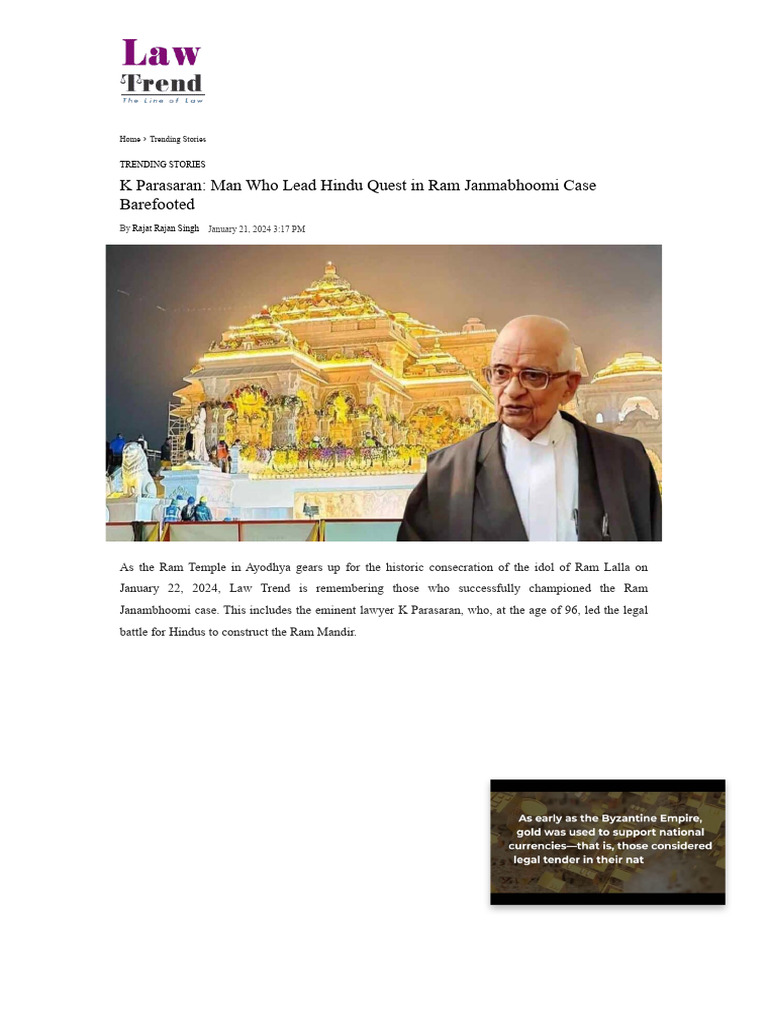 K Parasaran: Ayodhya Case Champion | PDF