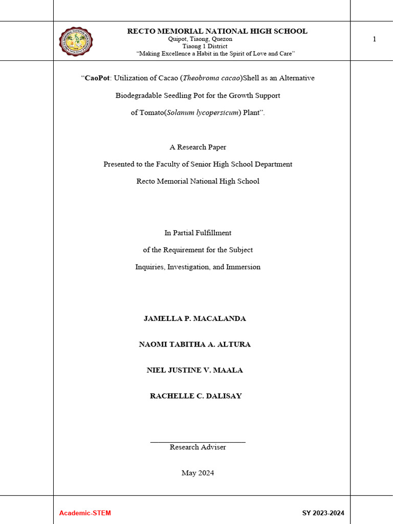 Caopot Revised Chap1-3 | PDF