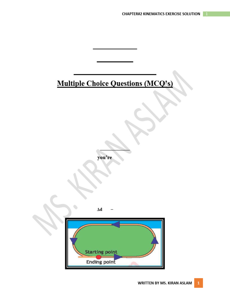 Kinematics Exercise Solutions By Kiran Aslam Pdf Acceleration