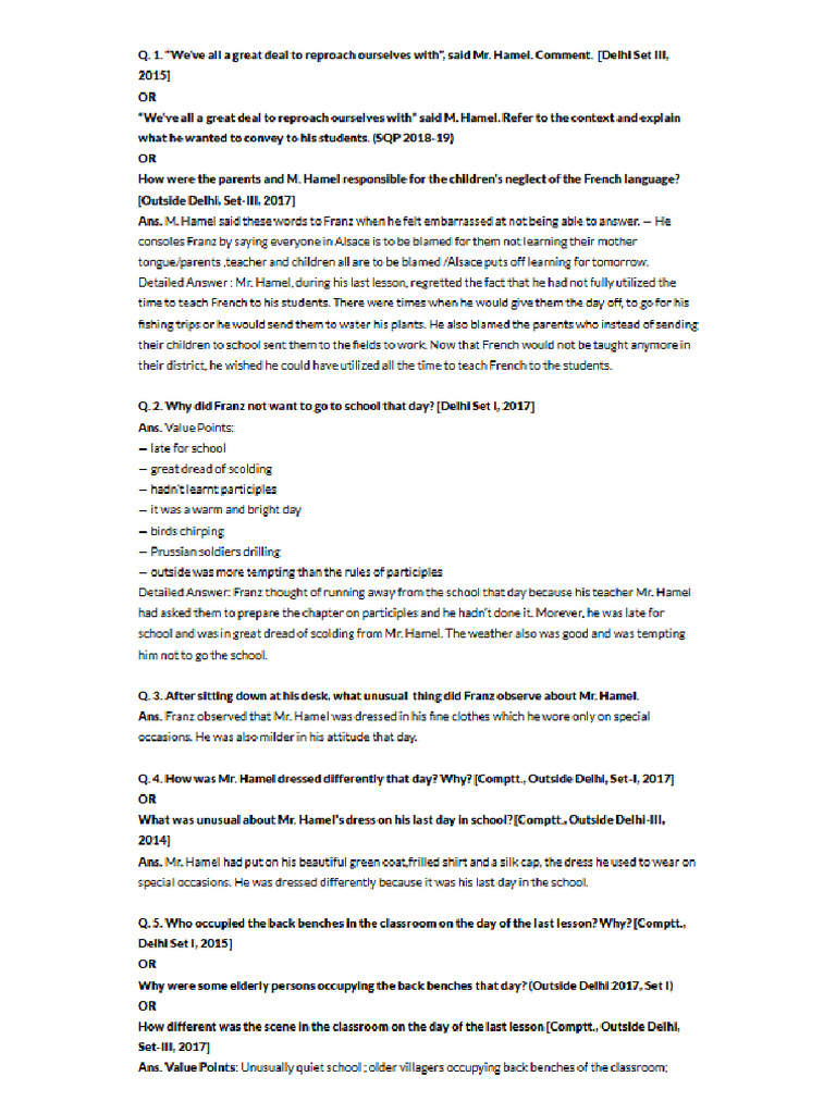 The Last Lesson Analysis (1) - 7 | PDF