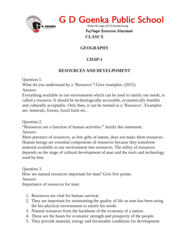 Resources and Development | PDF