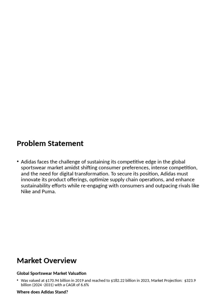 Adidas Problem Statement and Market Overview | PDF