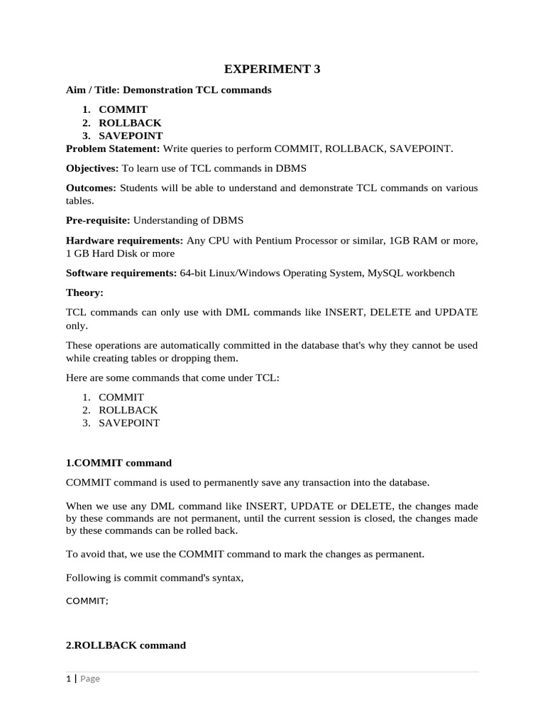 Experiment 3- TCL | PDF