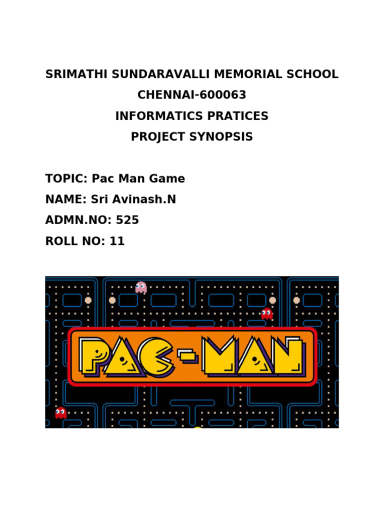 Srimathi Sundaravalli Memorial School CHENNAI-600063 Informatics Pratices Project Synopsis | PDF