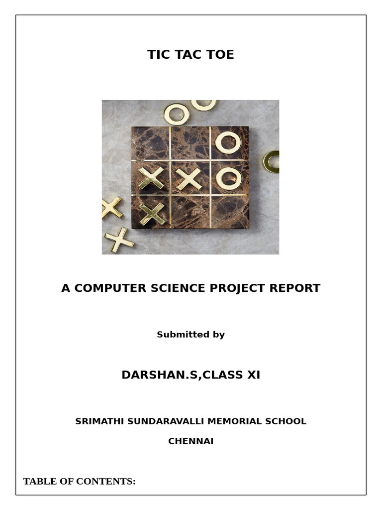 TIC TAC TOE Project Outline | PDF
